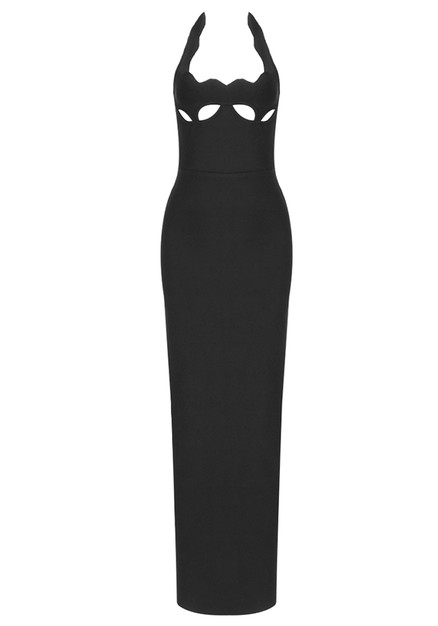 Halter Cut Out Bustier Maxi Dress Black - Luxe Maxi Dresses and Luxe ...