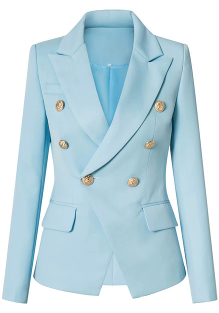 Long Sleeve Blazer Light Blue - Luxe Blazers and Luxe Party Dresses