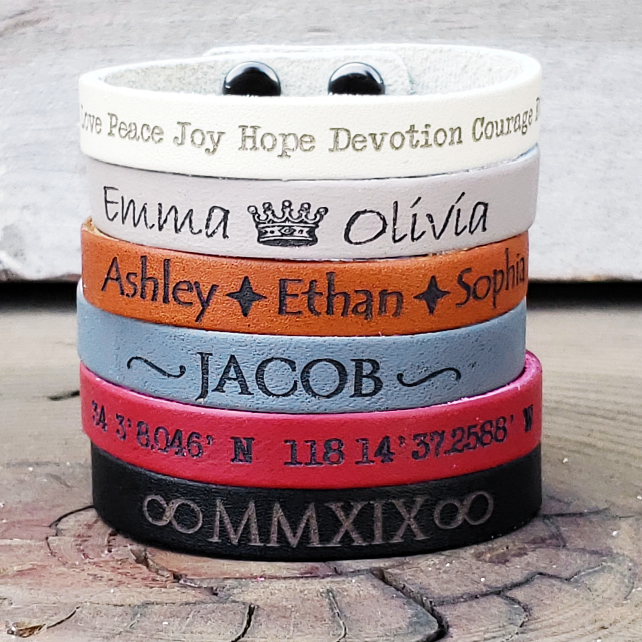Quality Personalized Leather Bracelets with custom engraving. Customize ...