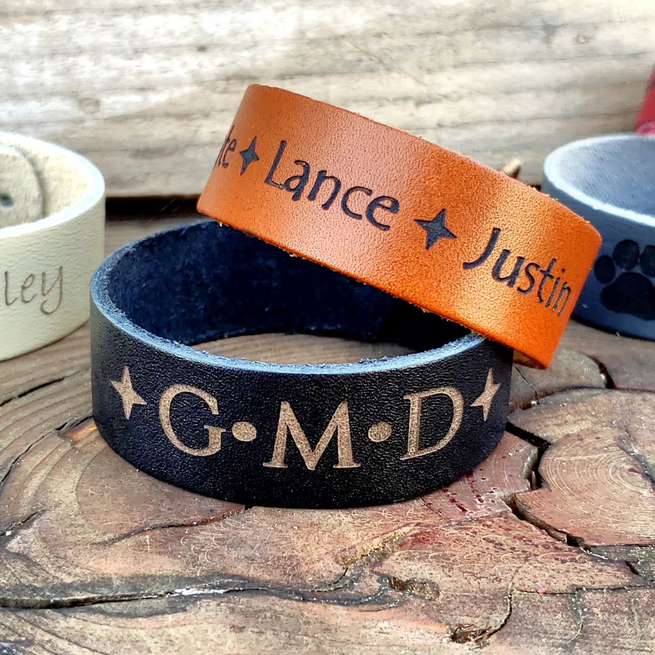 Quality Personalized Leather Bracelets with custom engraving. Customize ...