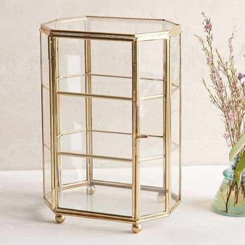 Brass glass display case store