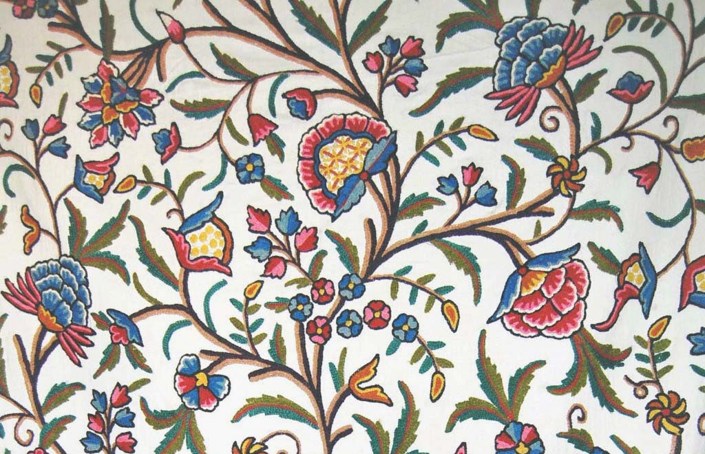 Crewel Fabric, Crewel Embroidered Fabrics, Custom Made Crewel work Fabrics