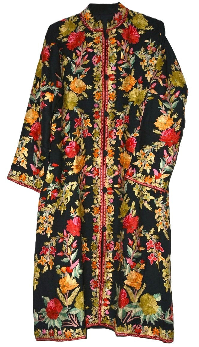 Embroidered Coats, Wool and Silk Crochet Coats in Traditional Kashmiri ...