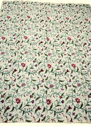 Silk Crewel Embroidered Bedspread Duvet Set Jacobean Beige, Multicolor ...
