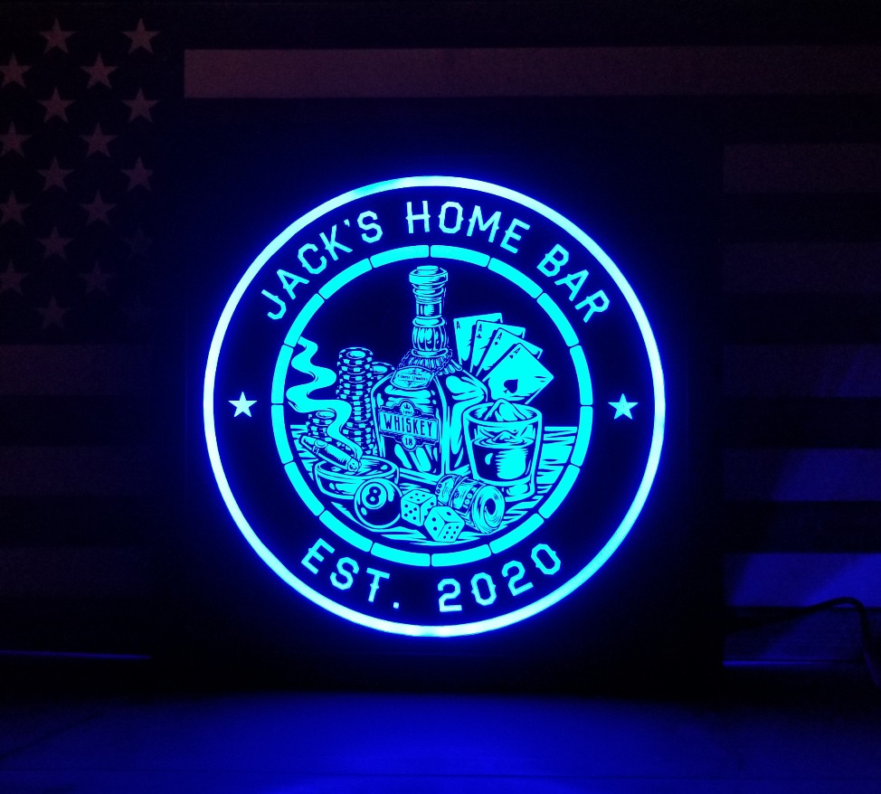 Custom Whiskey Skeleton Home Bar Led Sign