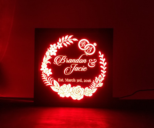 custom Wedding last name led sign