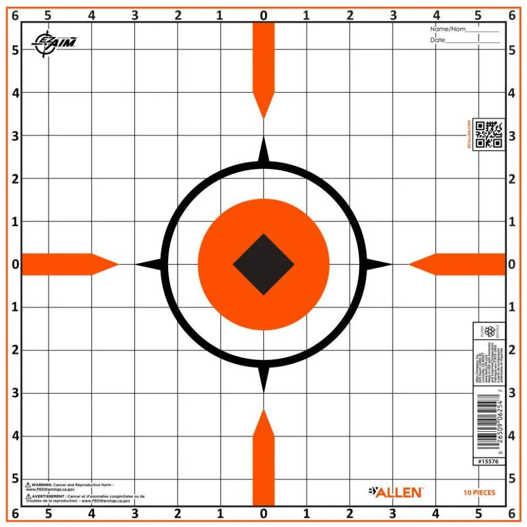 EZ Aim Rigid Paper Shooting Targets, Sight-In Grid, 10-Targets Per Pack ...