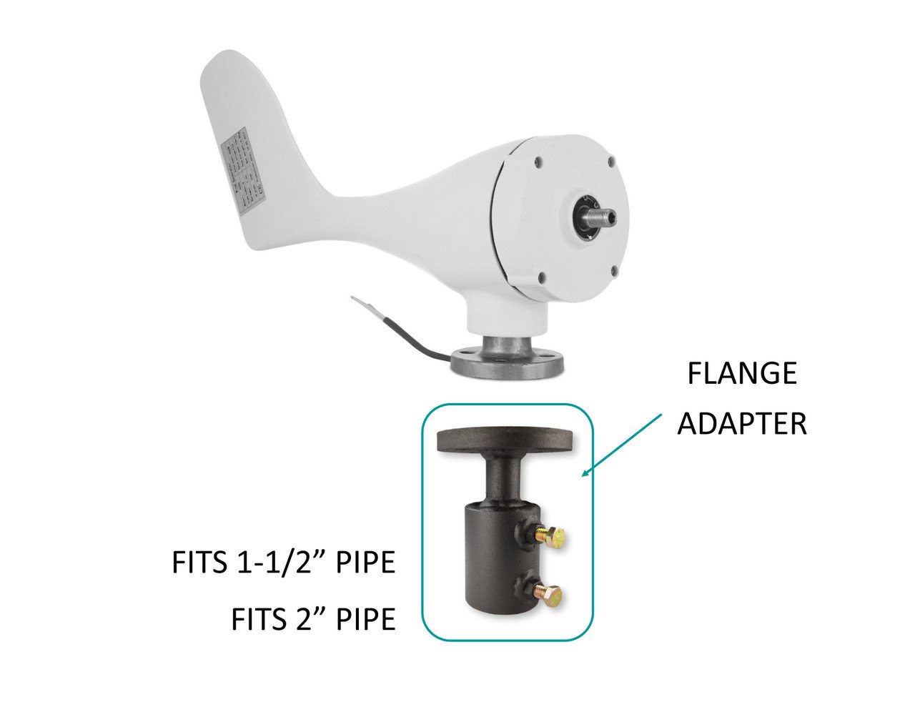 RevoPower Wind Turbine Flange to Pipe Adapter For 1-1/2" or 2" Pipe ...