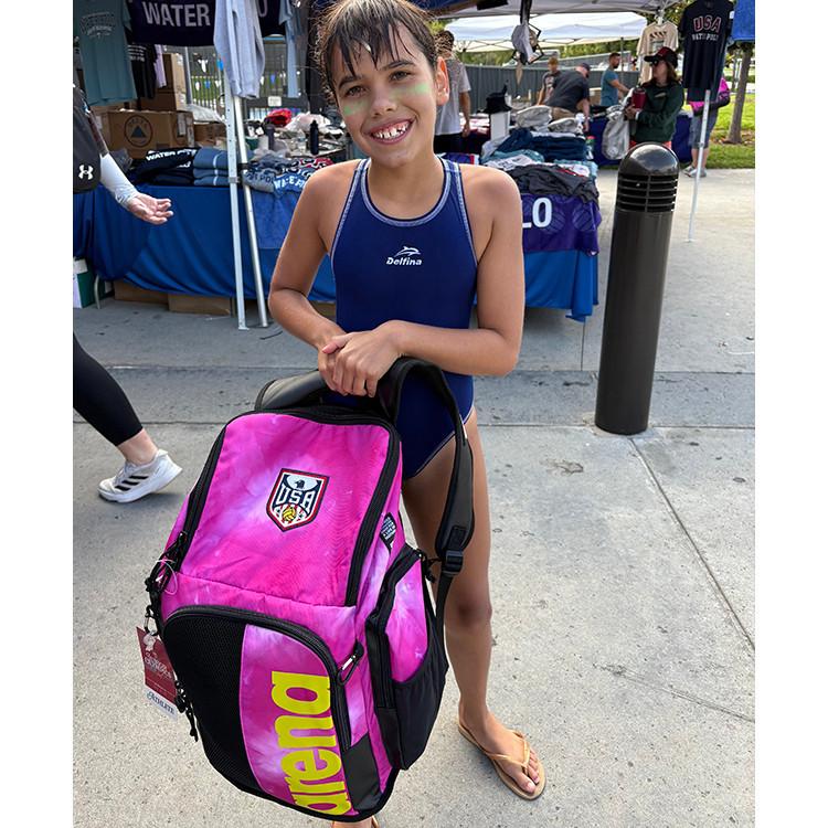 Arena Spiky III Allover Backpack 45L Pink with USA Ball Patch