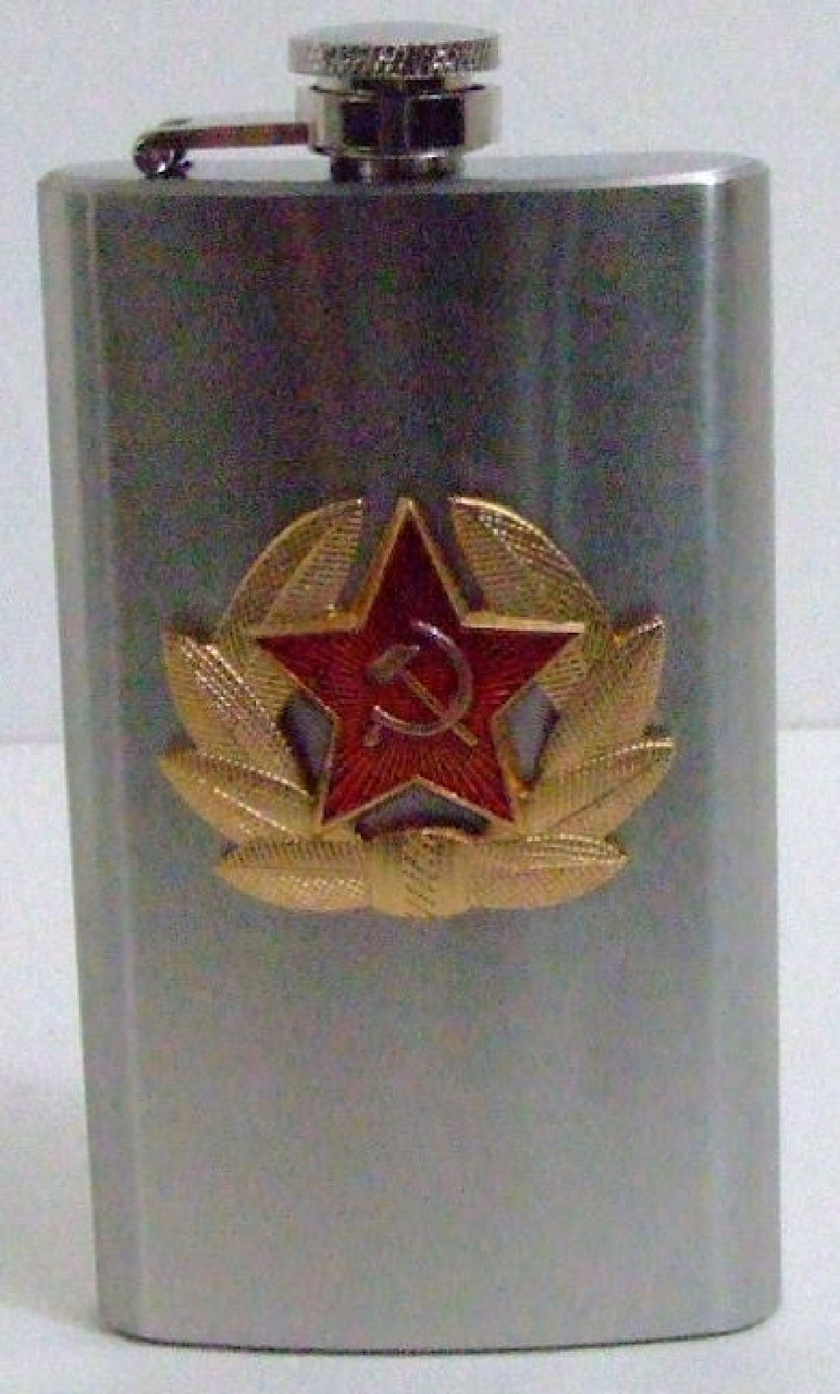 6oz Russian Military Stainless Steel Drinking Flask Soviet Red Army ...