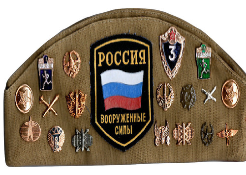 Russian Authentic Pilotka Hat w/ Badges Style 1 - Olga's Russian Treasures