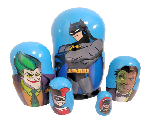 5pcs Hand Painted Russian Nesting Doll of Batman Biggest doll 7 inches ...
