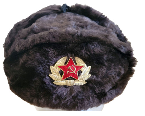 Authentic Russian Military Dark Brown KGB Ushanka Hat W/ Soviet Red ...