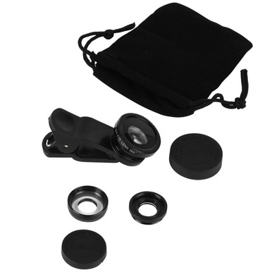 3-in-1 Universal Camera Lens Set with 2 Lens Caps and Microfibre ...
