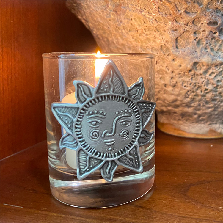 Sun, Pewter On Votive Holder | Cynthia Webb Designs