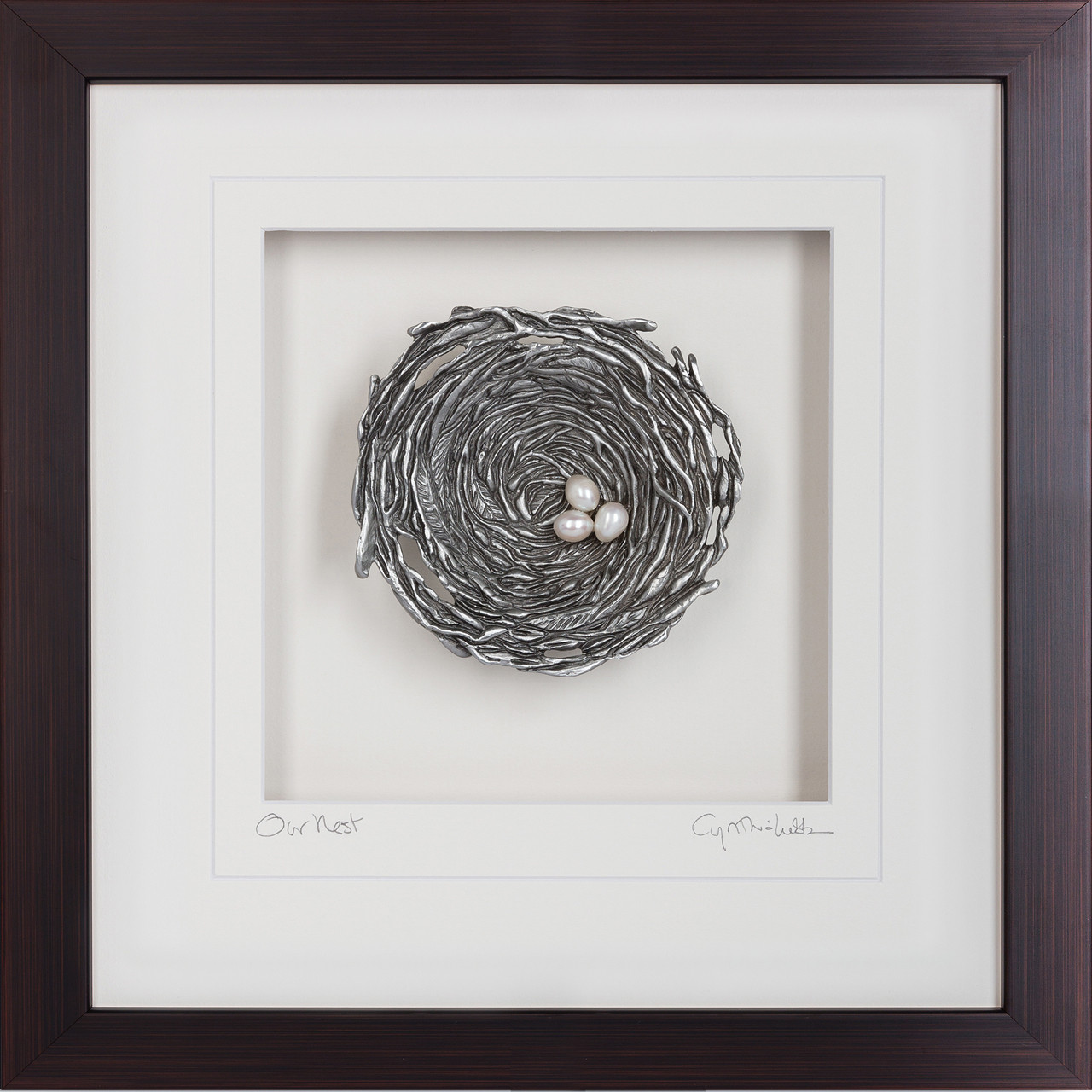 Nest Framed 10x10 inch Pewter | Cynthia Webb Designs