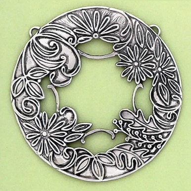 Flower Wreath Wall Plaque Pewter | Cynthia Webb Designs