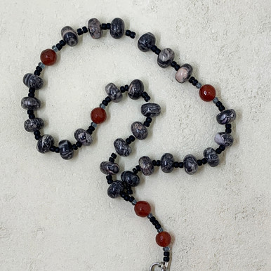 Lg Gray Pink Mottled Stone and "Carnelian" Beads| Cynthia Webb Designs