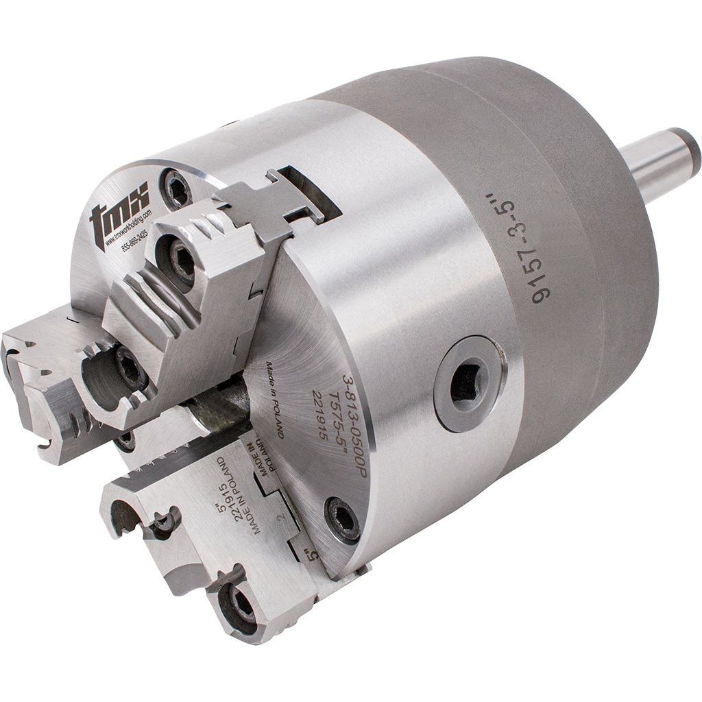 TMX 3-Jaw (2 Piece) Rotating Chuck Steel Body MT5 Shank 6in Chuck - 3 ...