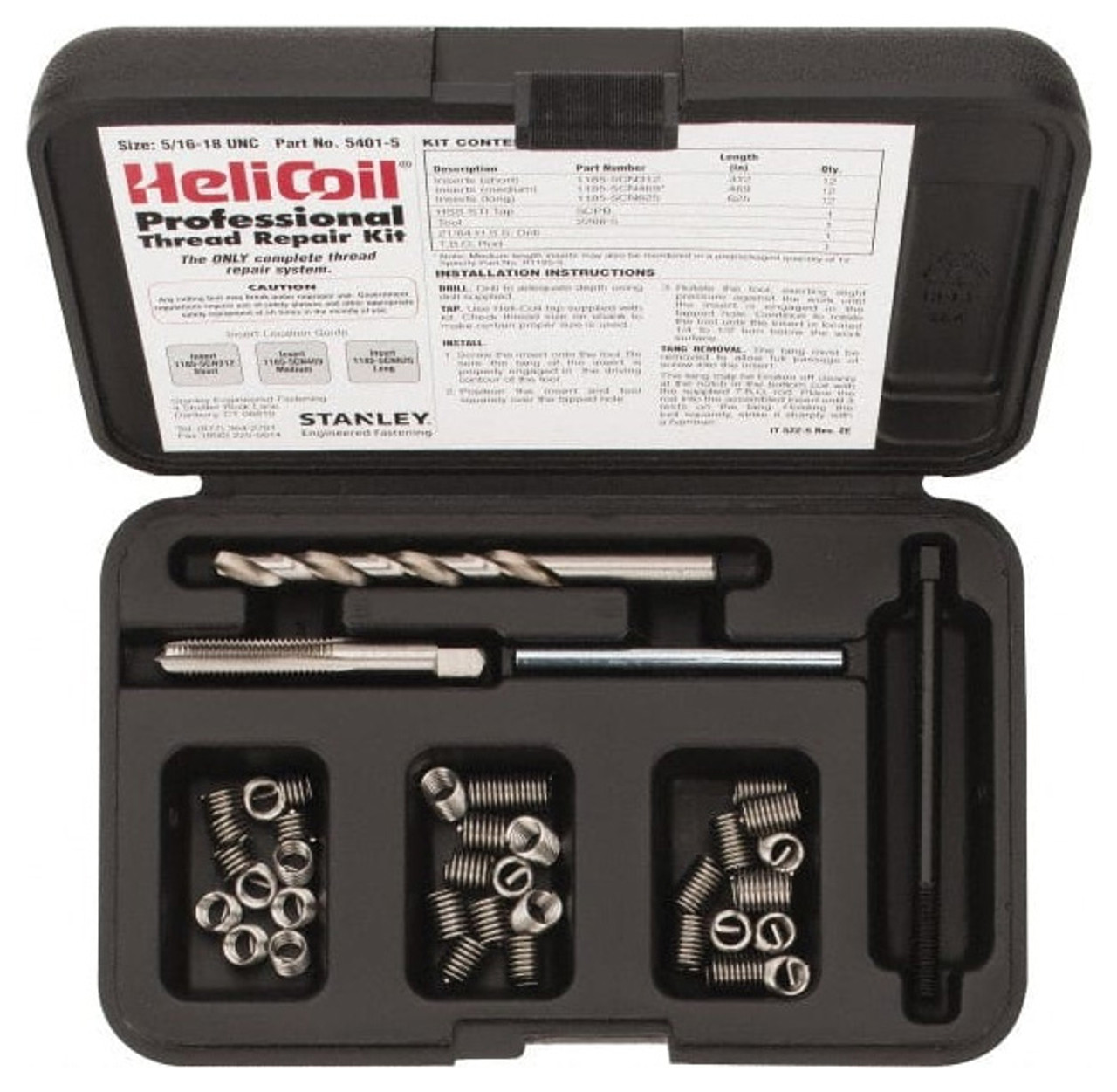 HeliCoil Screw Thread Insert Thread Repair Kit 5401 5 5 16 18 UNC HeliCoil Screw Thread Insert Thread Repair Kit 5401 5 5 16 18 UNC
