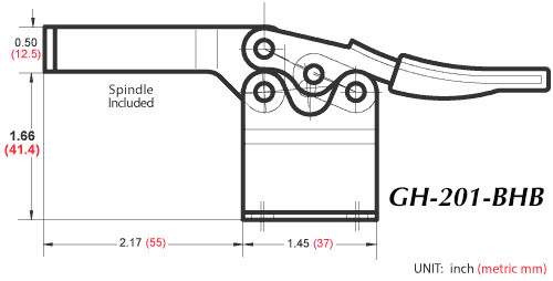 Good Hand Horizontal Handle Toggle Clamps - GH-201-BHB| Penn Tool Co., Inc