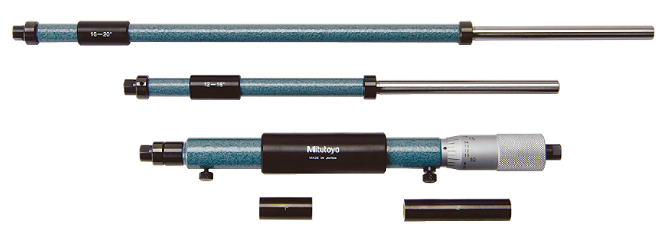 Mitutoyo Inside Micrometer Set 3 Interchangeable Rods, 8 - 20" Range ...