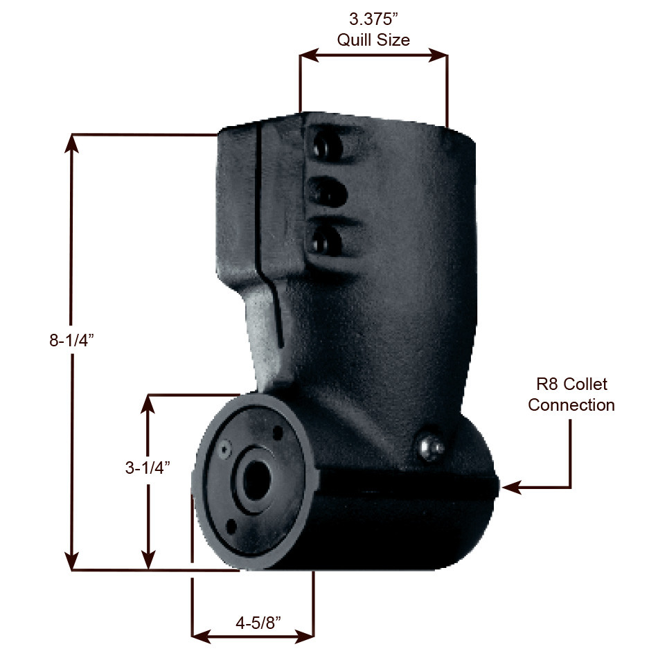 Dorian Tool R8 Right Angle Milling Attachment for Vertical Milling ...