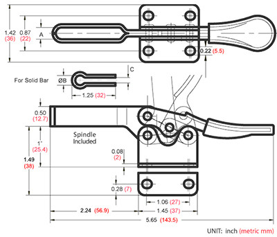 Good Hand Horizontal Handle Toggle Clamps - GH-201-BSS| Penn Tool Co., Inc