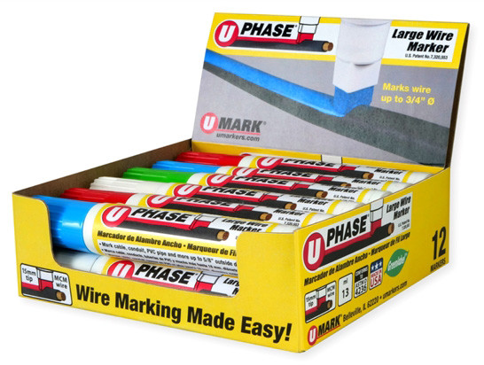 U-Mark U-Phase® Large Wire Markers, 12 Pack, Single Phase Color ...