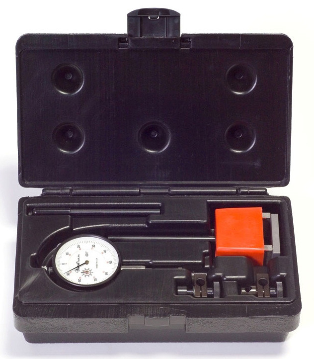Central Tools Long Range Dial Indicator Set, 0-1" Range with Red ...
