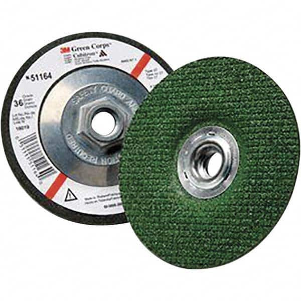 3M 36 Grit, 4-1/2" Wheel Diam, 1/8" Wheel Thickness, Type 27 Depressed ...