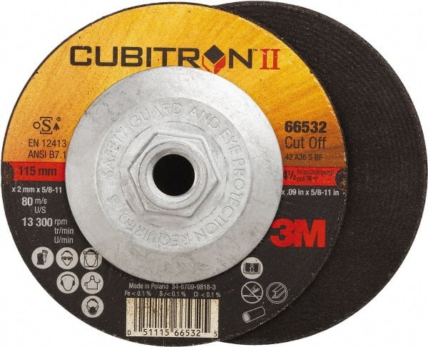 3M 36 Grit, 4-1/2" Wheel Diam, Type 27 Depressed Center Wheel Ceramic ...