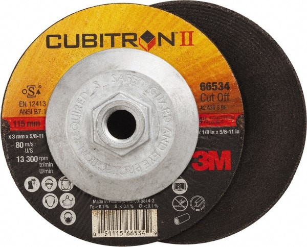 3M 36 Grit, 4-1/2" Wheel Diam, 1/8" Wheel Thickness, Type 27 Depressed ...