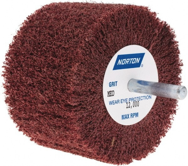 Norton 3" Diam x 2" Face Width, Medium Aluminum Oxide Nonwoven Mounted ...