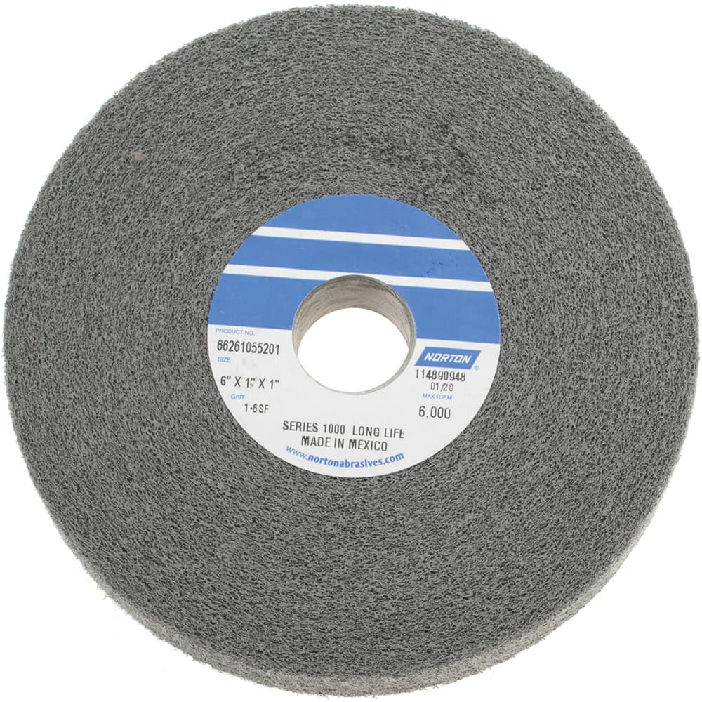 Norton 6" Diam, 1" Face Width, 1" Center Hole, Fine Grade, Silicon ...