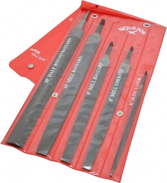 Nicholson 5 Piece American Pattern File Set 6", 8", 10" Long, Bastard ...