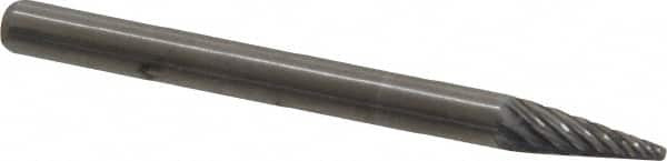 Atrax 1/8" Cut Diam, 1/8" Shank Diam, 12° Carbide Single Cut Cone Burr ...