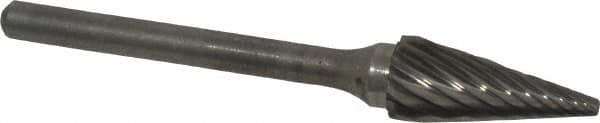 Atrax 1/4" Cut Diam, 1/8" Shank Diam, 22° Carbide Single Cut Cone Burr ...