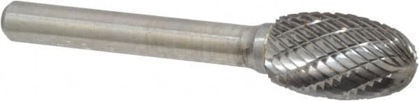 Atrax 1/2" Cut Diam, 1/4" Shank Diam, Carbide Double Cut Oval Burr ...
