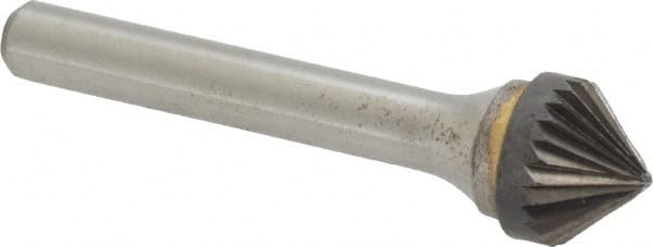 Atrax 1/2" Cut Diam, 1/4" Shank Diam, 82° Carbide Single Cut Cone Burr ...