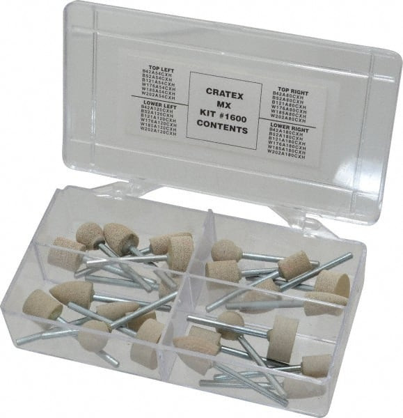 Cratex 28 Piece Rubber Mounted Abrasive Wheel Set Includes Shapes B121 ...