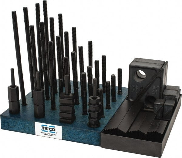 TE-CO 50 Piece Fixturing Step Block & Clamp Set with 1" Step Block, 1/2 ...