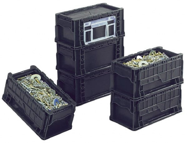 ORBIS 40 Lb Load Capacity Black Polyethylene Attached-Lid Container ...