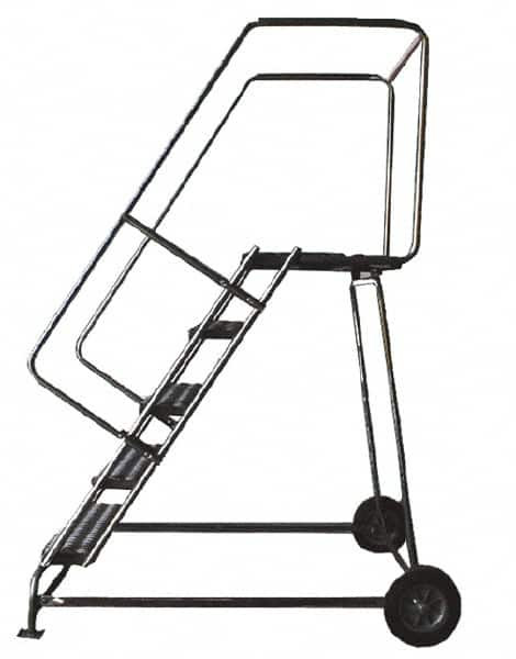 Ballymore 83" High 300 Lb Capacity 5 Step Ladder Rolling Safety Ladder ...
