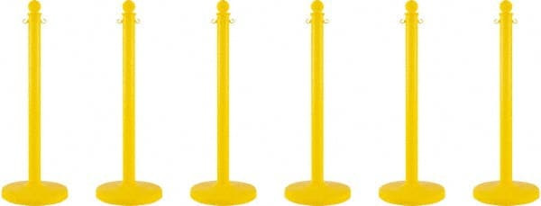 PRO-SAFE Pack of (6), 40" Yellow Warning Posts Plastic Post, Round Base ...