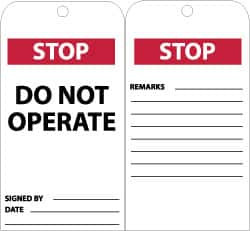 NMC 25 Qty 1 Pack 3" High x 6" Long, STOP - DO NOT OPERATE, English ...