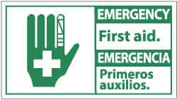 NMC "Emergency - First Aid", 10" Long x 18" Wide, Pressure-Sensitive ...
