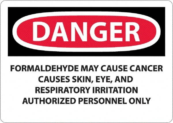 NMC "Danger - Formaldehyde May Cause Cancer", 10" Long x 14" Wide ...