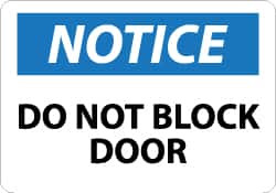 NMC "Notice - Do Not Block Door", 10" Long x 14" Wide, Pressure ...