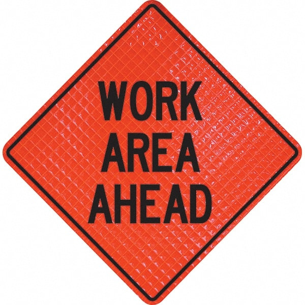 PRO-SAFE "Work Area Ahead," 36" Wide x 36" High Vinyl Traffic Control ...